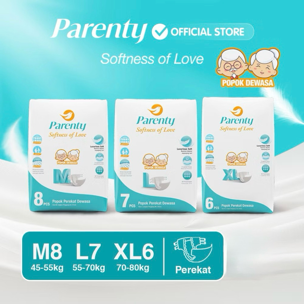 Jual Parenty Popok Perekat Dewasa Soft Diapers Size M8 L7 XL6 Pamper Perekat Tape Orang Tua ...