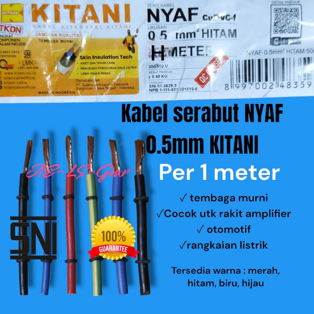 Jual KABEL SERABUT NYAF 0.5MM KITANI KABEL RAMBUT KITANI 0,5MM 0,5 MM KABEL MOTOR KABEL MOBIL ...