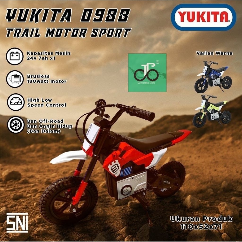 Jual Mini Motor Trail listrik aki (mainan anak trail listrik) Yukita ...