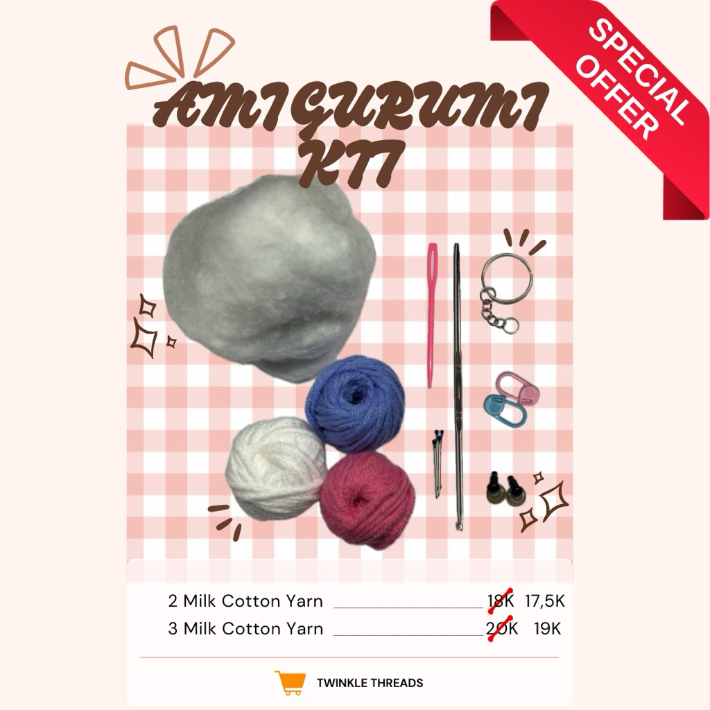 Jual Paket Rajut Amiguruni Pemula Benang Milk Cotton 5 ply – Amigurumi ...