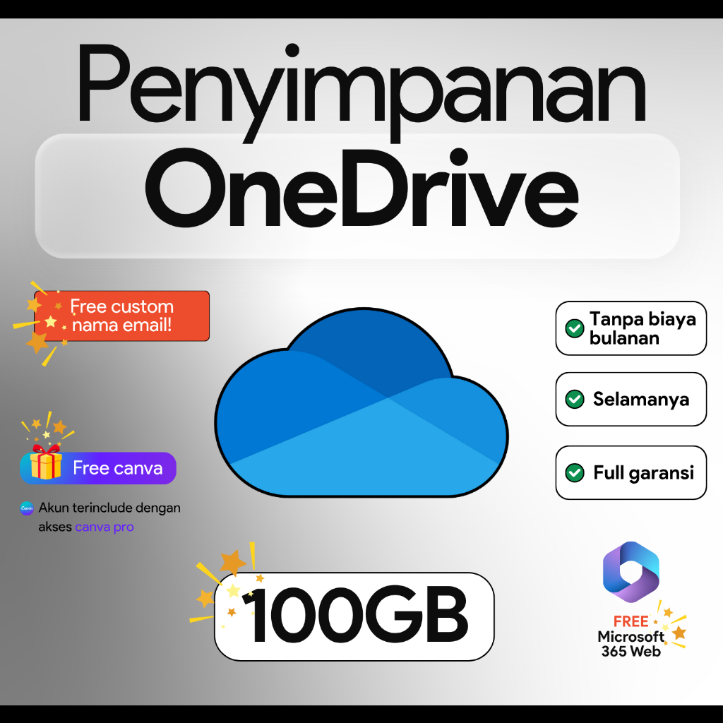 Jual Penyimpanan OneDrive 100GB Tanpa Biaya Bulanan Lifetime + Full ...