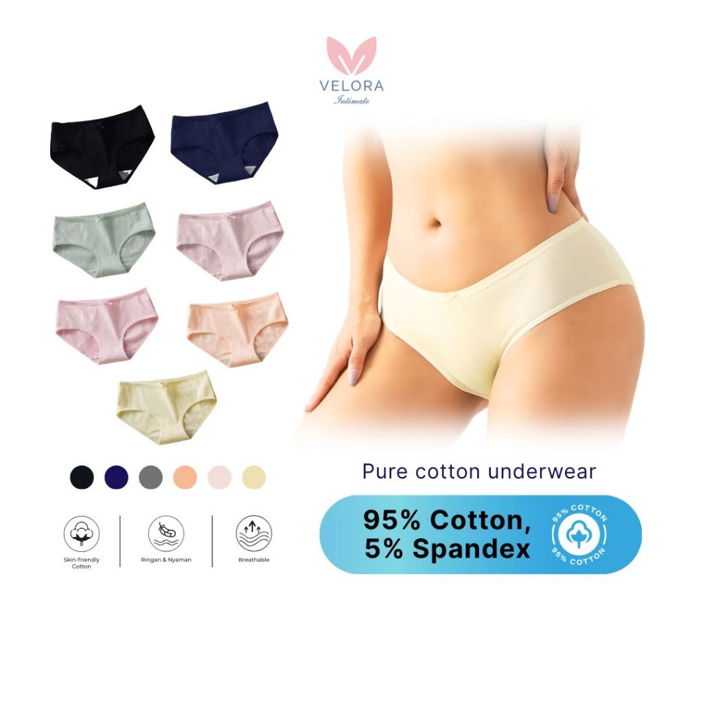 Jual Velora - Celana Dalam Wanita Katun - Bahan Pure Katun Tebal Murah Nyaman Elastis | KIARA ...