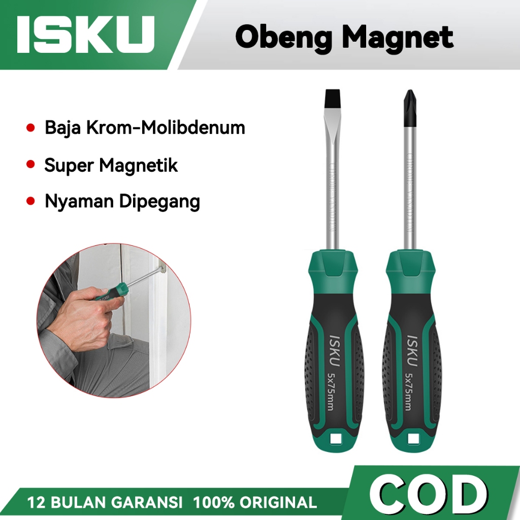 Jual ISKU Obeng Set 5*75mm Obeng Phillips Obeng Magnet Min Dan Plus Tip ...