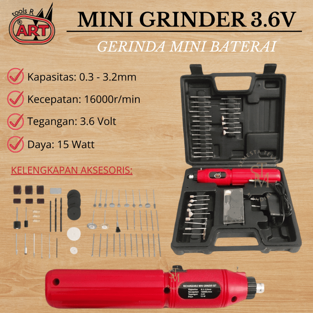 Jual ART Mini Grinder 3.6V Mini Gerinda Mini Bor Set 60 Pcs Gerinda ...