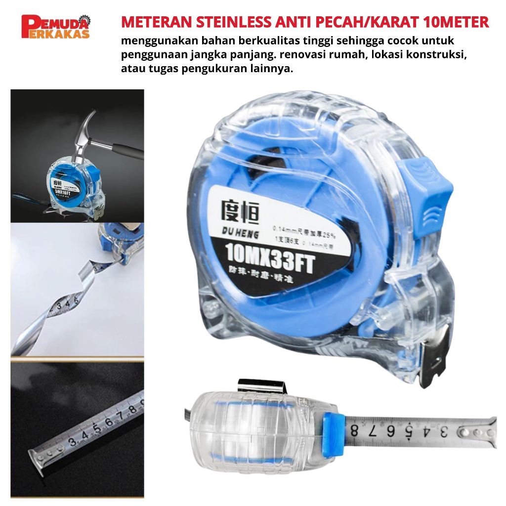Jual Meteran 10M anti karat/Berteknologi Hitam Meteran /Meteran tukang ...
