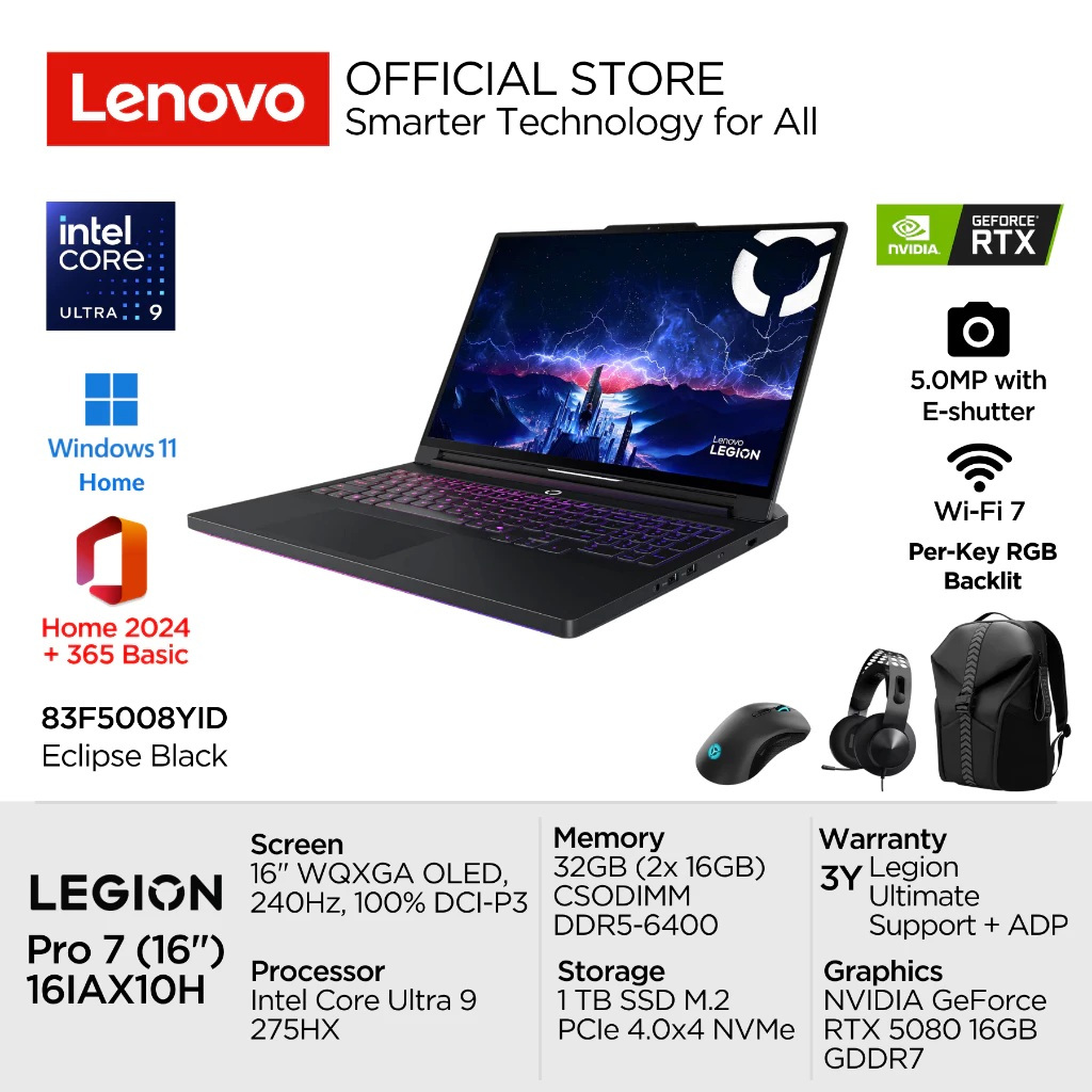 Jual Lenovo Legion Pro 7 16IAX10H GeForce RTX™ 5080 16GB - Ultra 9 ...