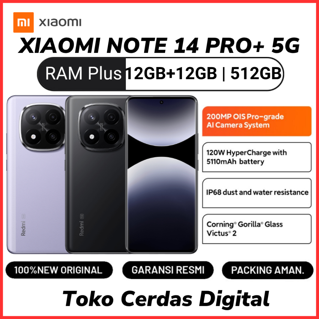 Jual XIAOMI Note 14 Pro+ 5G 12/512GB Garansi Resmi 15 Bulan | Redmi Note14Pro+ | Note14 Pro Plus ...