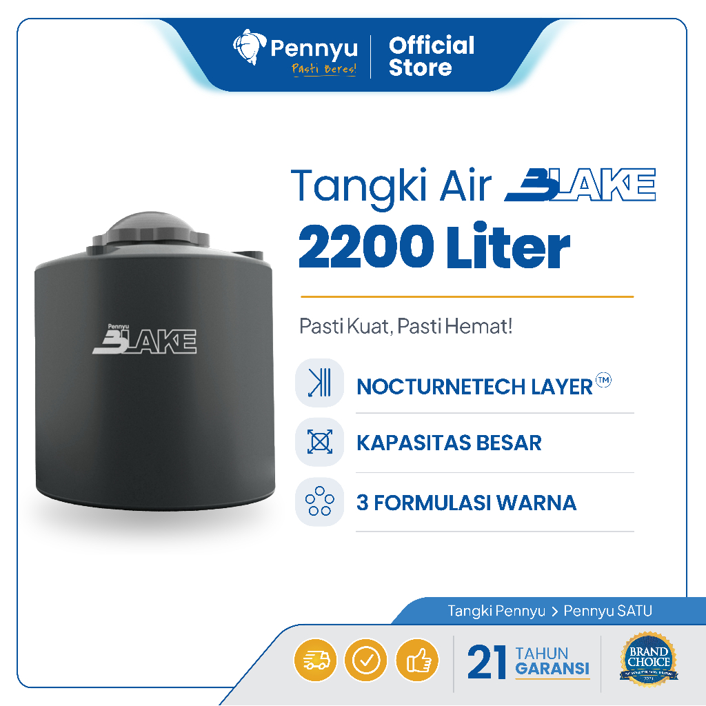 Jual PENNYU Tandon / Tangki / Toren Air BLAKE Series Kapasitas 2200 ...