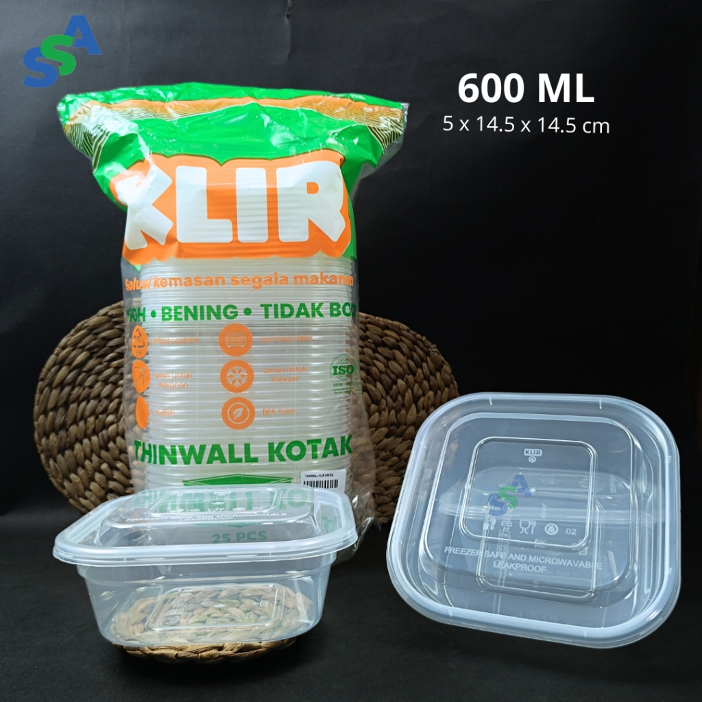 Jual THINWALL KLIR SQUARE 600 ML ISI 25 PCS / THINWALL BERBAGAI BENTUK ...