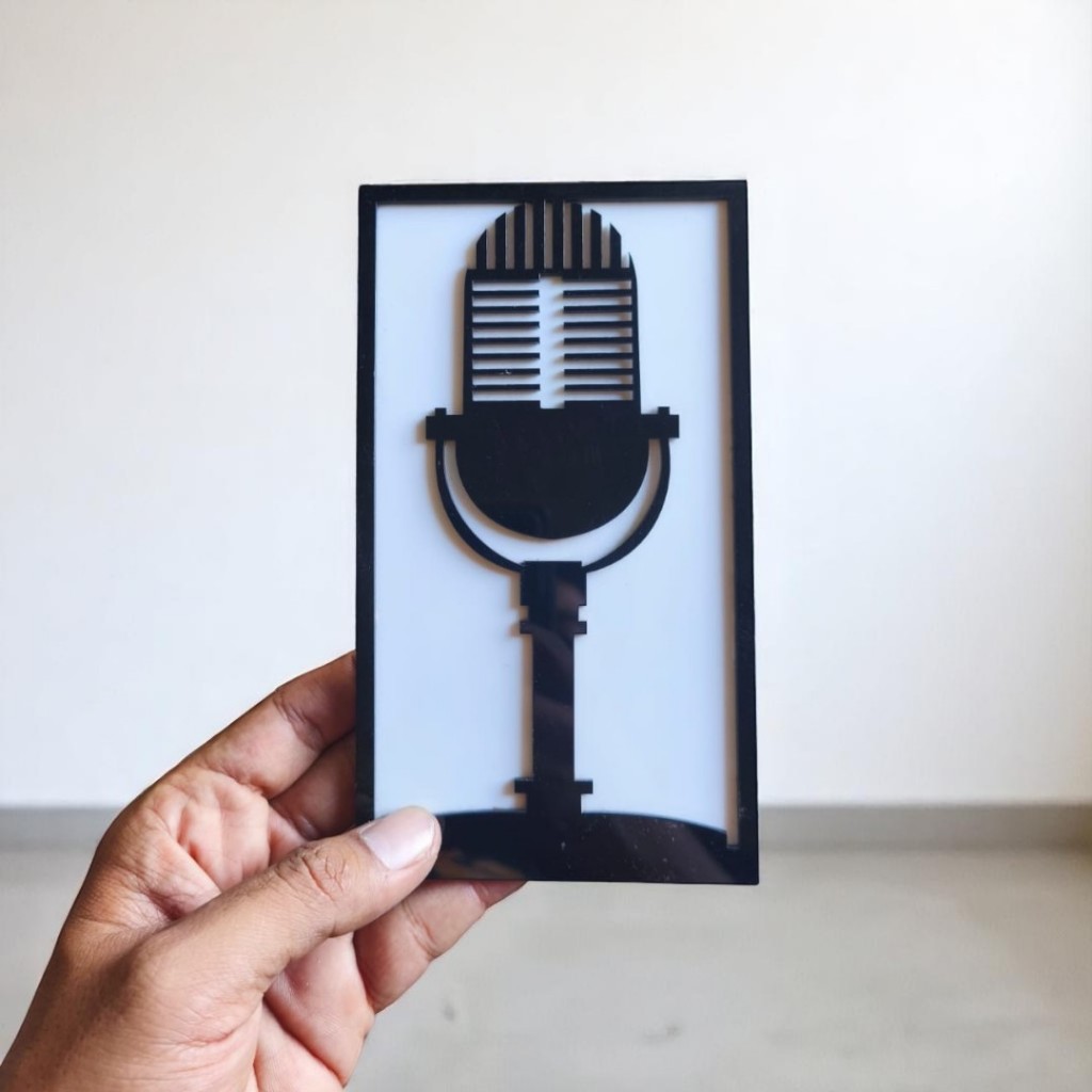Jual Hiasan Dinding Microphone 3D Minimalis Bahan Akrilik Timbul ...