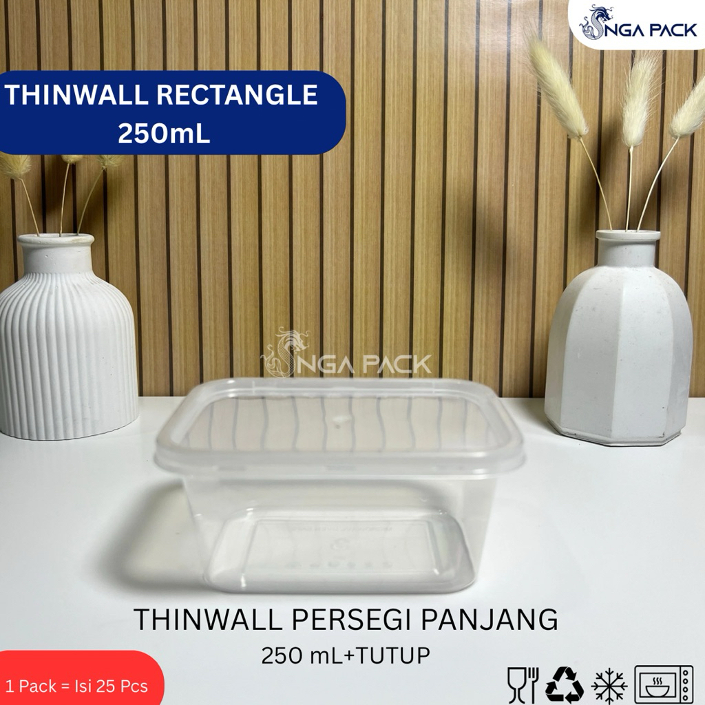 Jual Thinwall Rectangle 250 mL / Kotak Makan Plastik Persegi panjang 250 mL Isi 25 Pcs | Shopee ...
