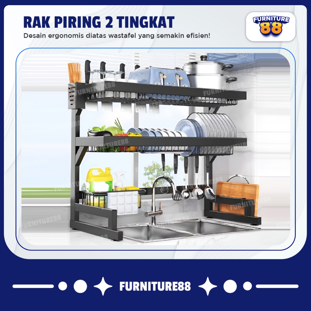 Jual Rak Piring Dapur Stainless Steel Rak Wastel Rak Dapur Penyimpanan ...