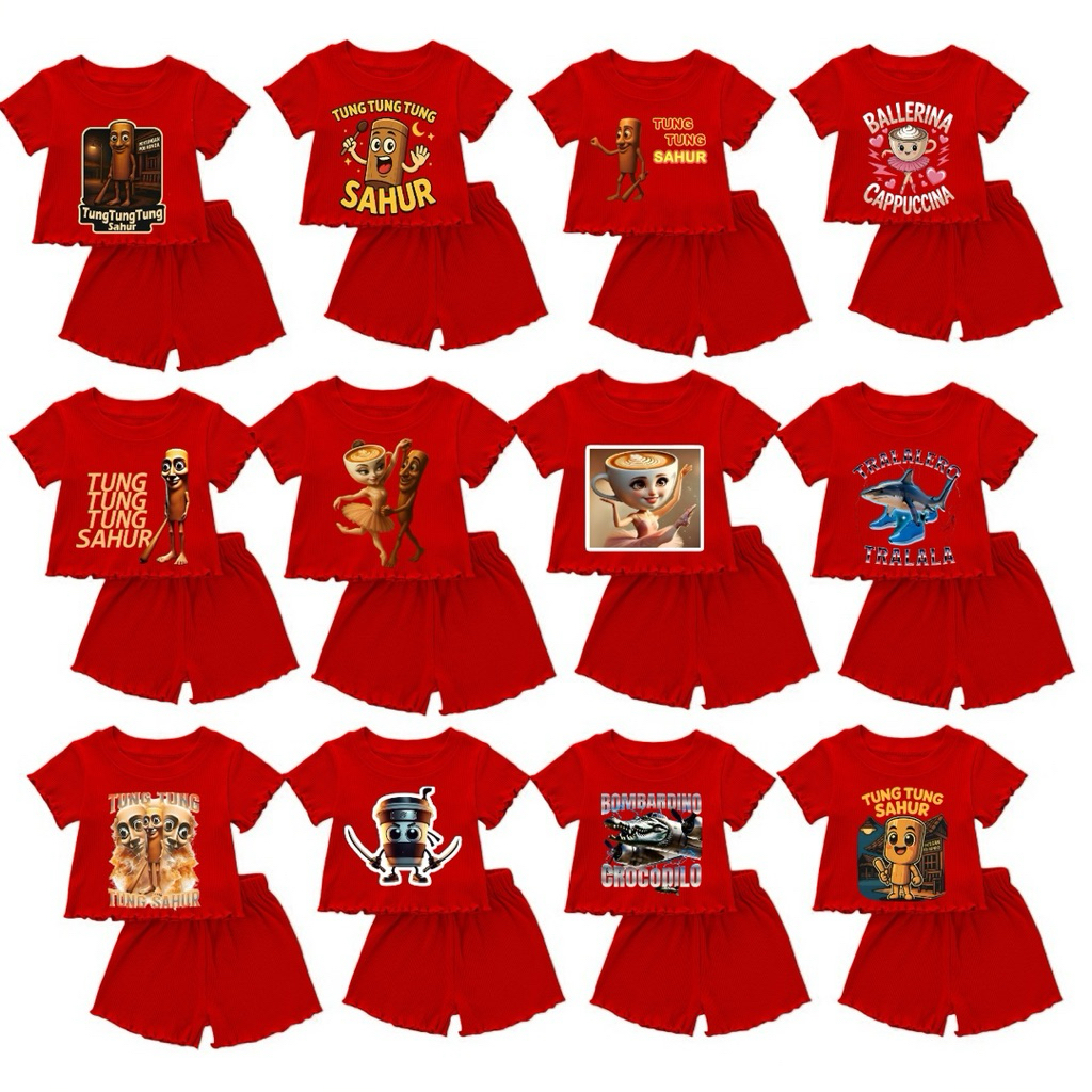 Jual Baju Setelan Anak 17 Agustus Tung Tung Tung Sahur Ballerina Cappucina Bombardilo Crocodillo ...