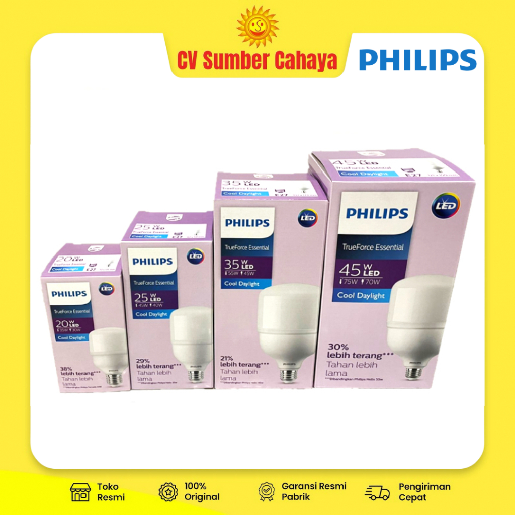 Jual Philips Lampu T Force Essential Lampu LED Putih TrueForce Essential LED 20w / 25w / 35w ...