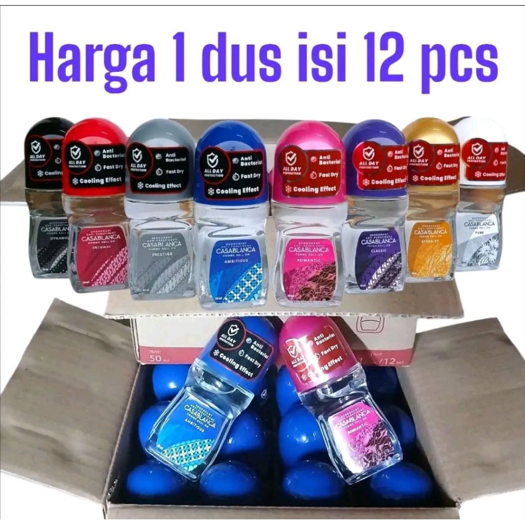 Jual Deodorant Casablanca Roll On - 1 Dus, Isi 12 Botol, Harga Terbaik ...