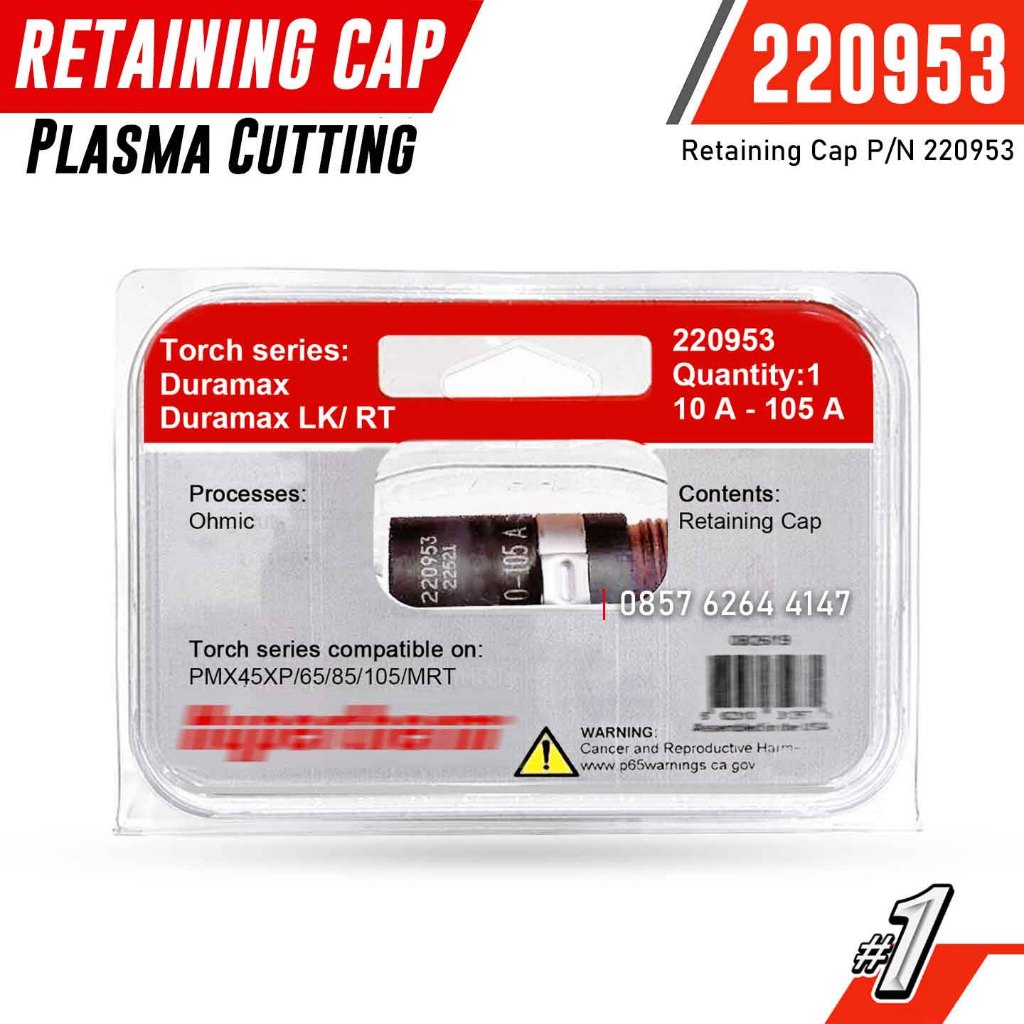 Jual 220953 Retaining Cap Plasma Cutting Hypertherm Powermax 45XP 65 85 ...