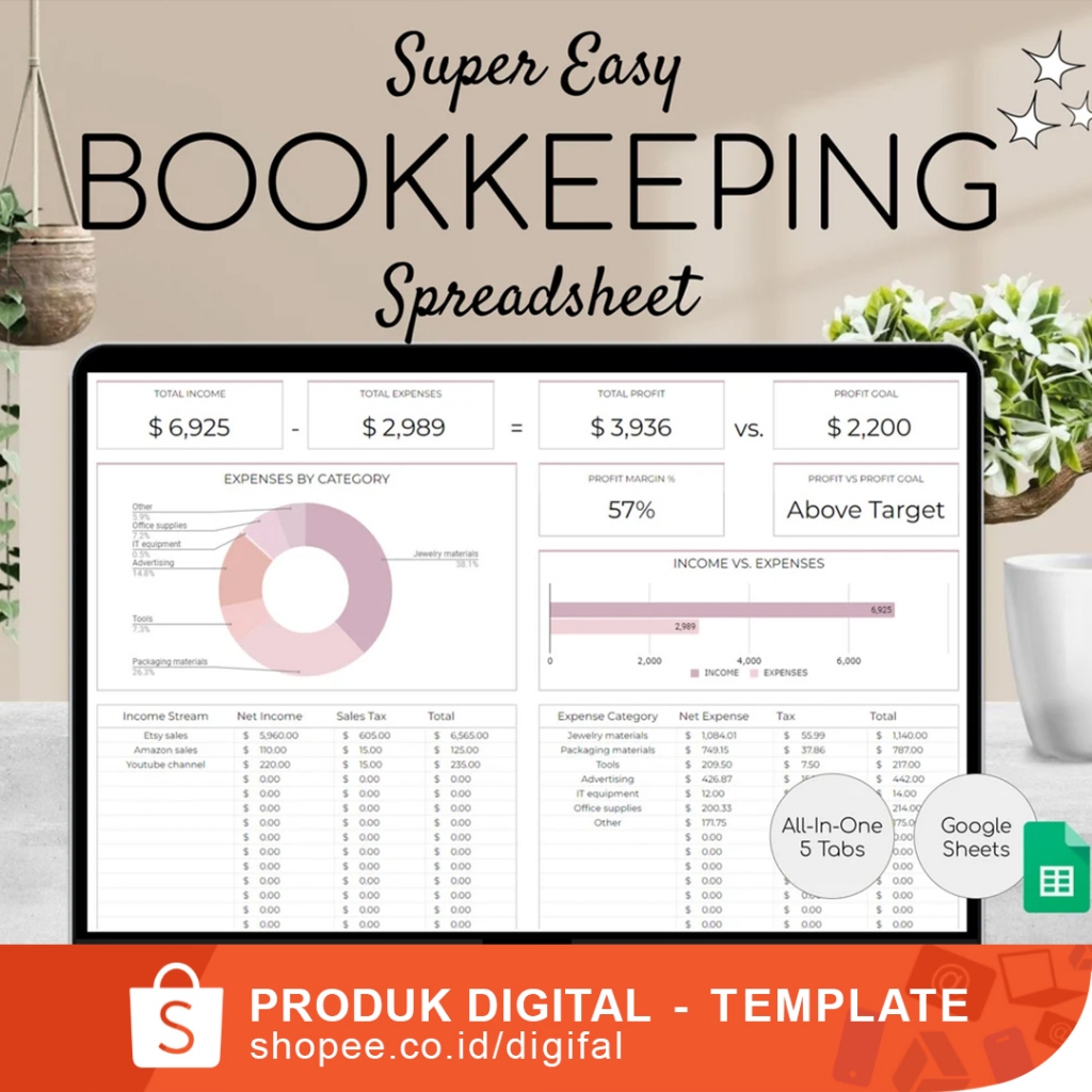 Jual Catatan Keuangan Bisnis | Small Business Finance Spreadsheet ...