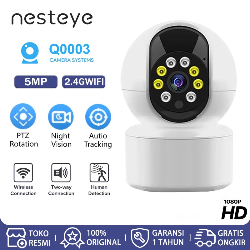 Jual NESTEYE Kamera CCTV 2K WiFi 365° PTZ AI Deteksi Manusia + Night ...