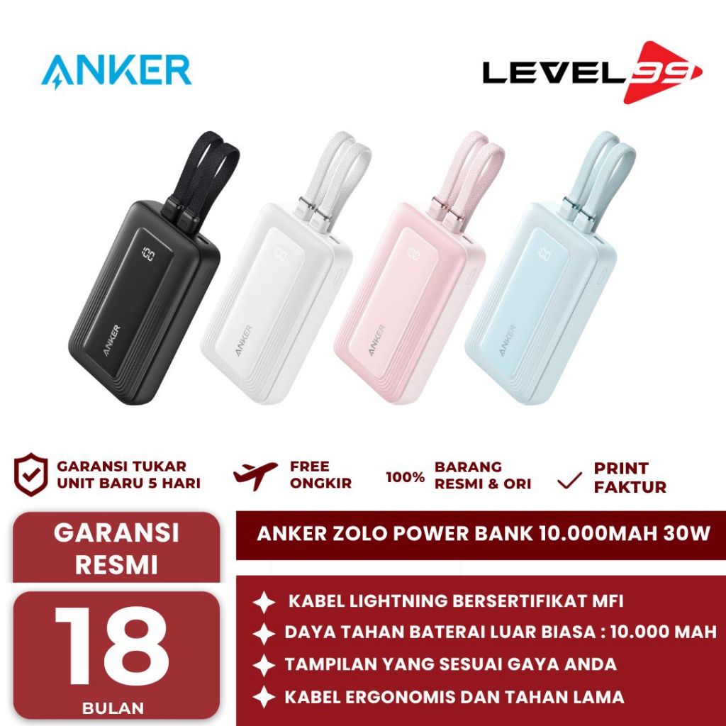 Jual Anker Zolo Power Bank 10.000Mah 30W Max Fast Portable Charger With ...