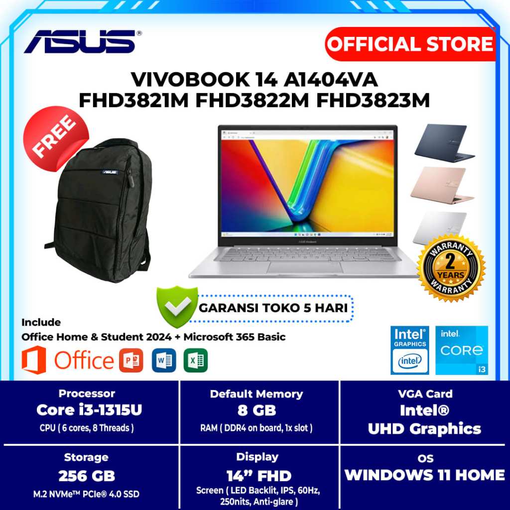 Jual ASUS VIVOBOOK 14 A1404VA FHD3821M FHD3822M FHD3823M INTEL CORE i3 ...