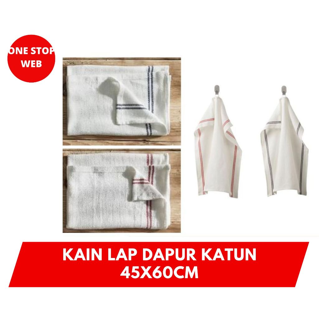 Jual IKHILD Kain Lap Dapur Katun Kitchen Tea Towel 45x60Cm Putih Lap ...