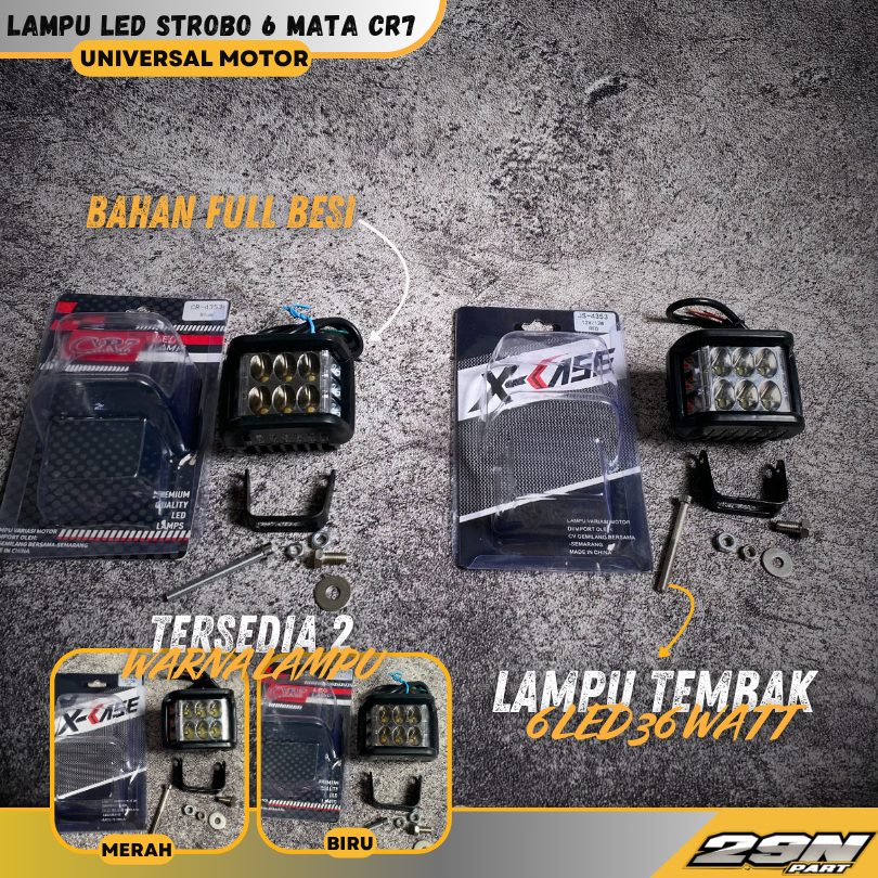 Jual Lampu Tembak Sorot LED 6 Titik Strobo 6 Mata CR7 Plus senja 36 ...