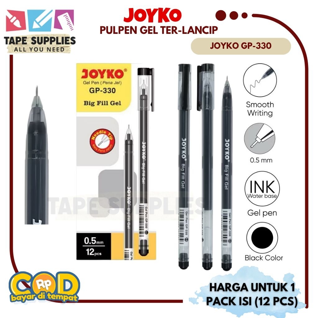Jual Pulpen Gel Joyko Gp-330 Big Fill 0.5mm (12 PCS) | Shopee Indonesia