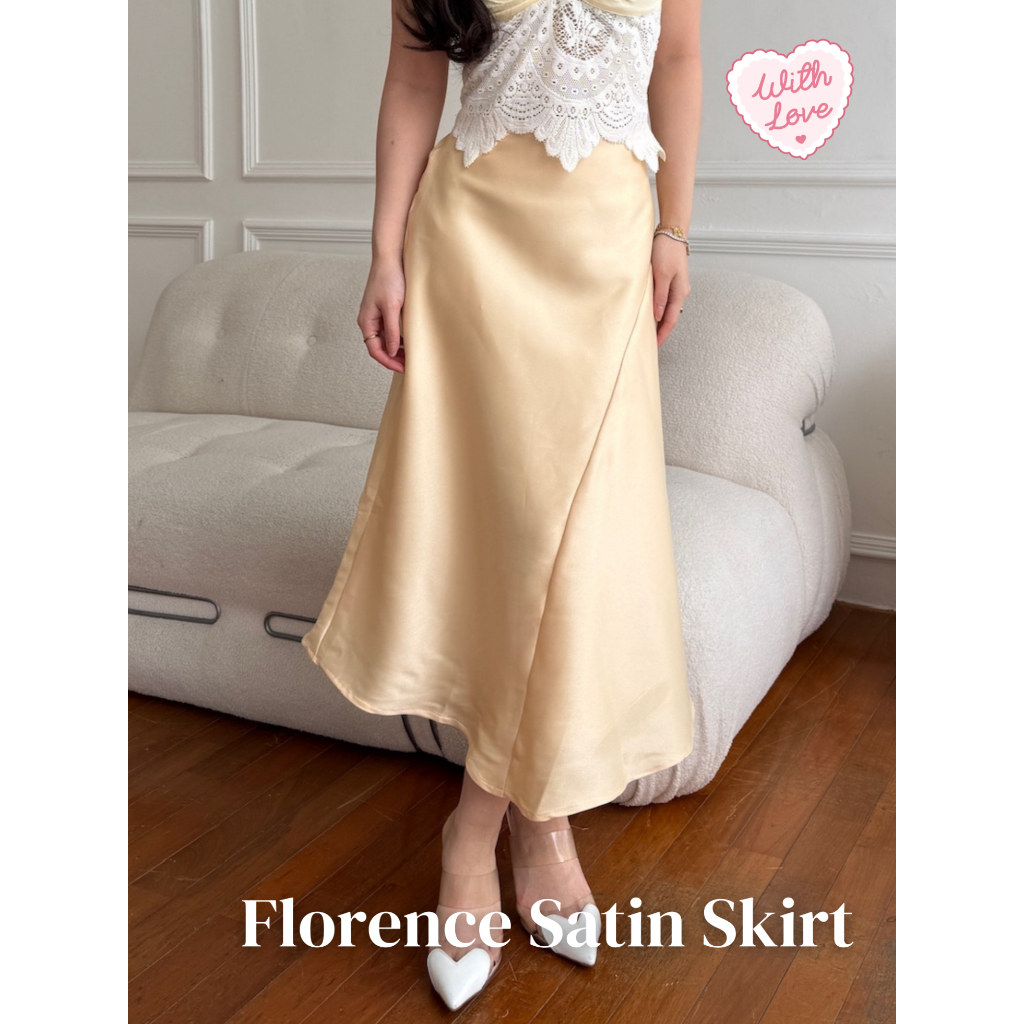Jual With Love The Brand | FLORENCE SATIN SKIRT | Rok Satin A-Line ...
