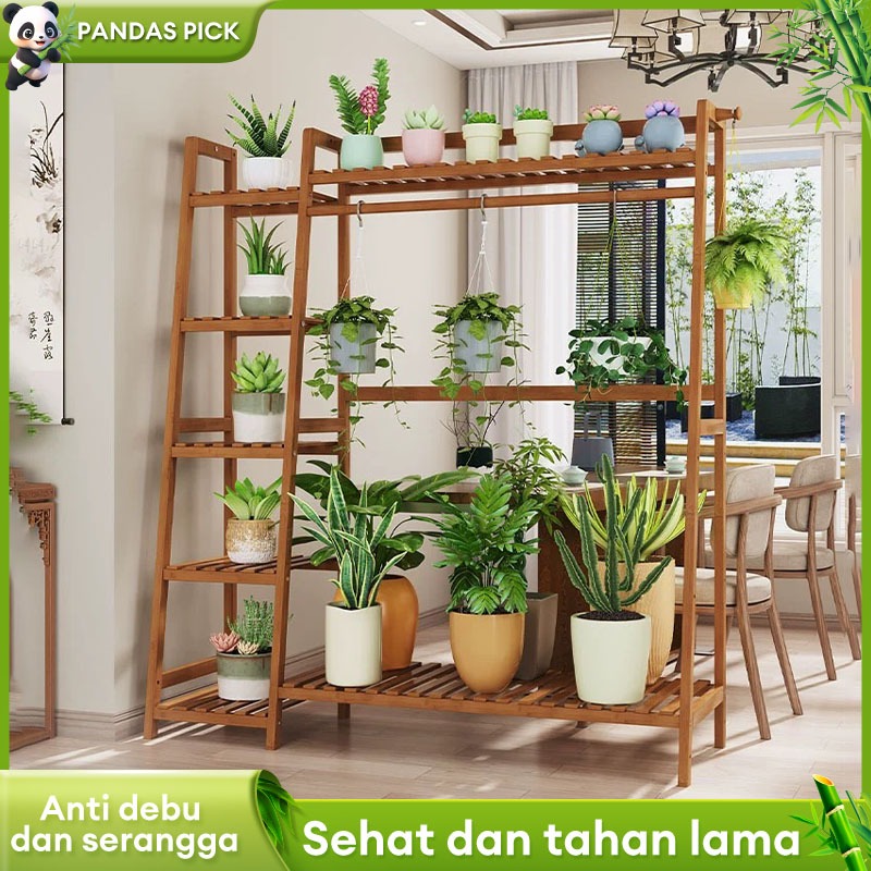 Jual Rak bunga Rak Susun Rak Kayu 4/5 Tingkat Rak Penyimpanan Balkon ...