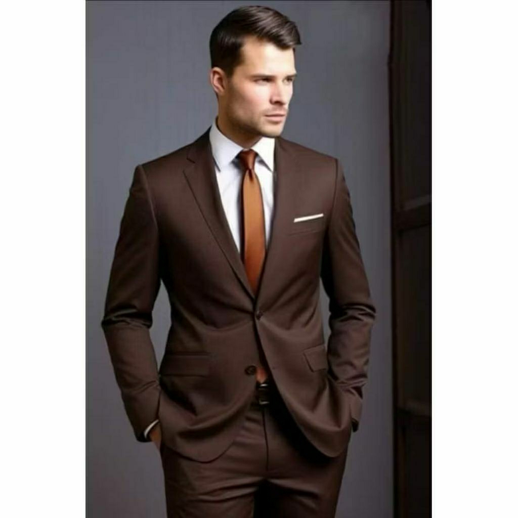Jual setelan jas Blazer pria Coklat Tua Formal / jas pria keren casual ...