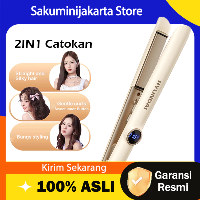 Jual Hyundai 2IN1 Catokan Pelurus Pengeriting Hair Styler New Version Slim Dan Elegant Led ...