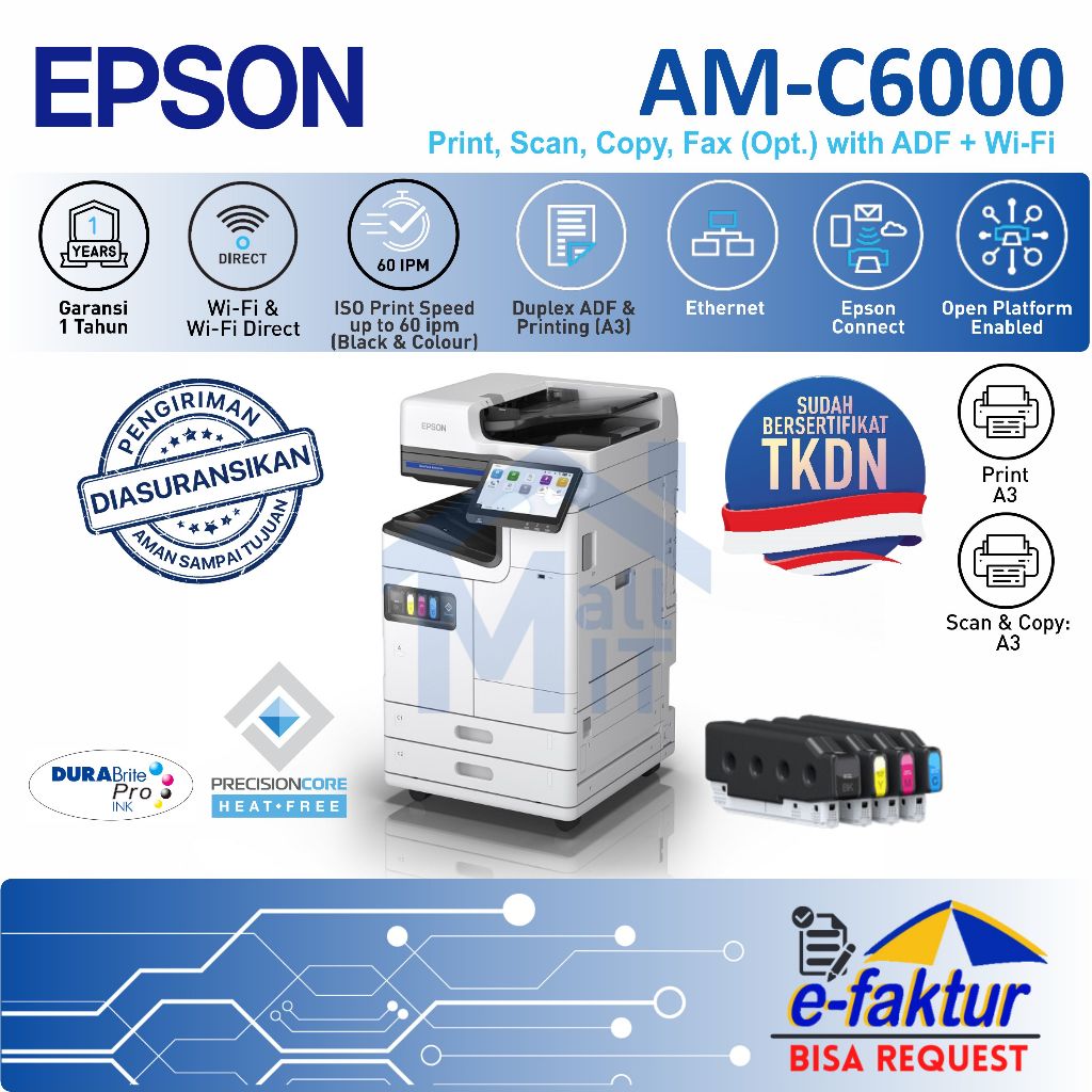 Jual MALLIT EPSON Printer Fotokopi Photocopy Epson AM-C6000 AM C6000 A3 WIFI LAN RESMI | Shopee ...
