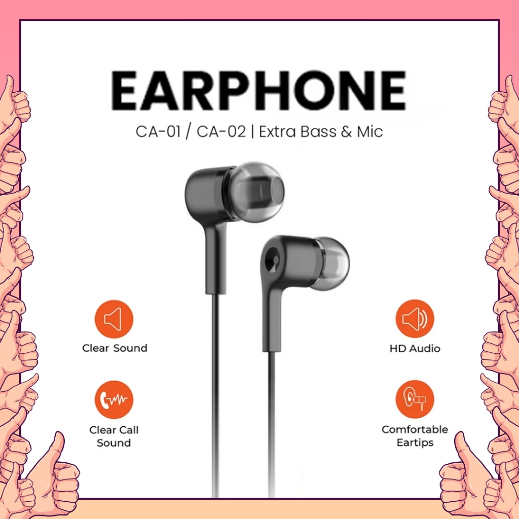 Jual Headset Earphone Extra Bass Clear Sound CA01 CA02 | Shopee Indonesia