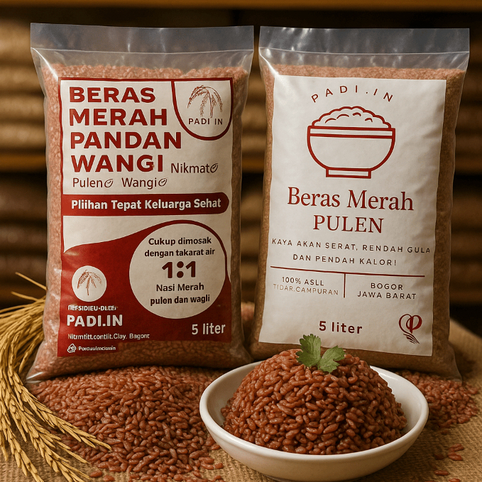 Jual PADI.IN BERAS MERAH 5 LITER PANDAN WANGI PULEN DIET MURAH PREMIUM ...