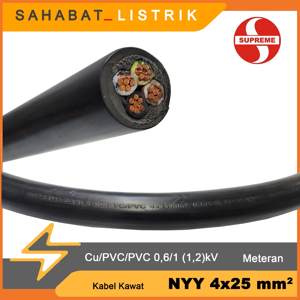 Jual KABEL SUPREME NYY 4X25 MM/ KABEL TUFUR METERAN-HITAM | Shopee Indonesia