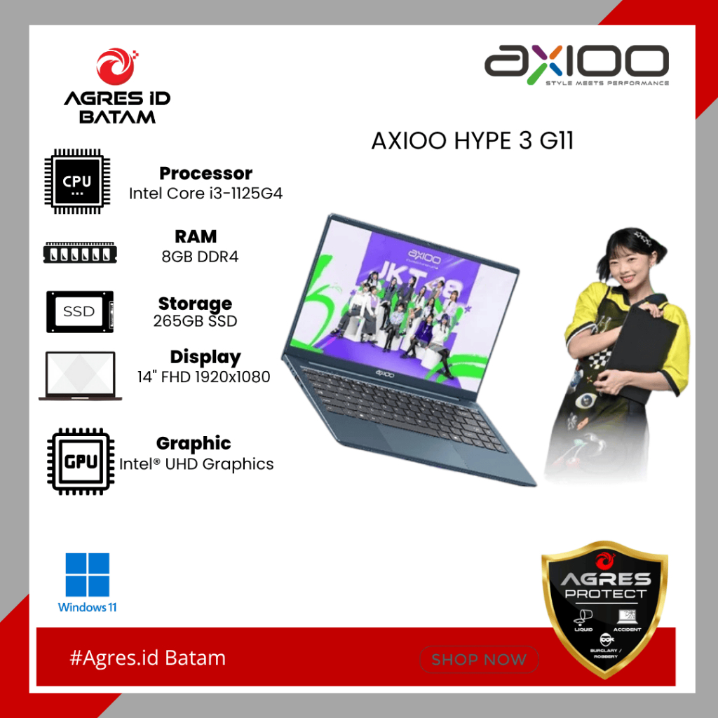 Jual AXIOO HYPE 3 G11 I3 1125G4 8GB 256GB W11 14.0FHD IPS HDMI | Shopee Indonesia
