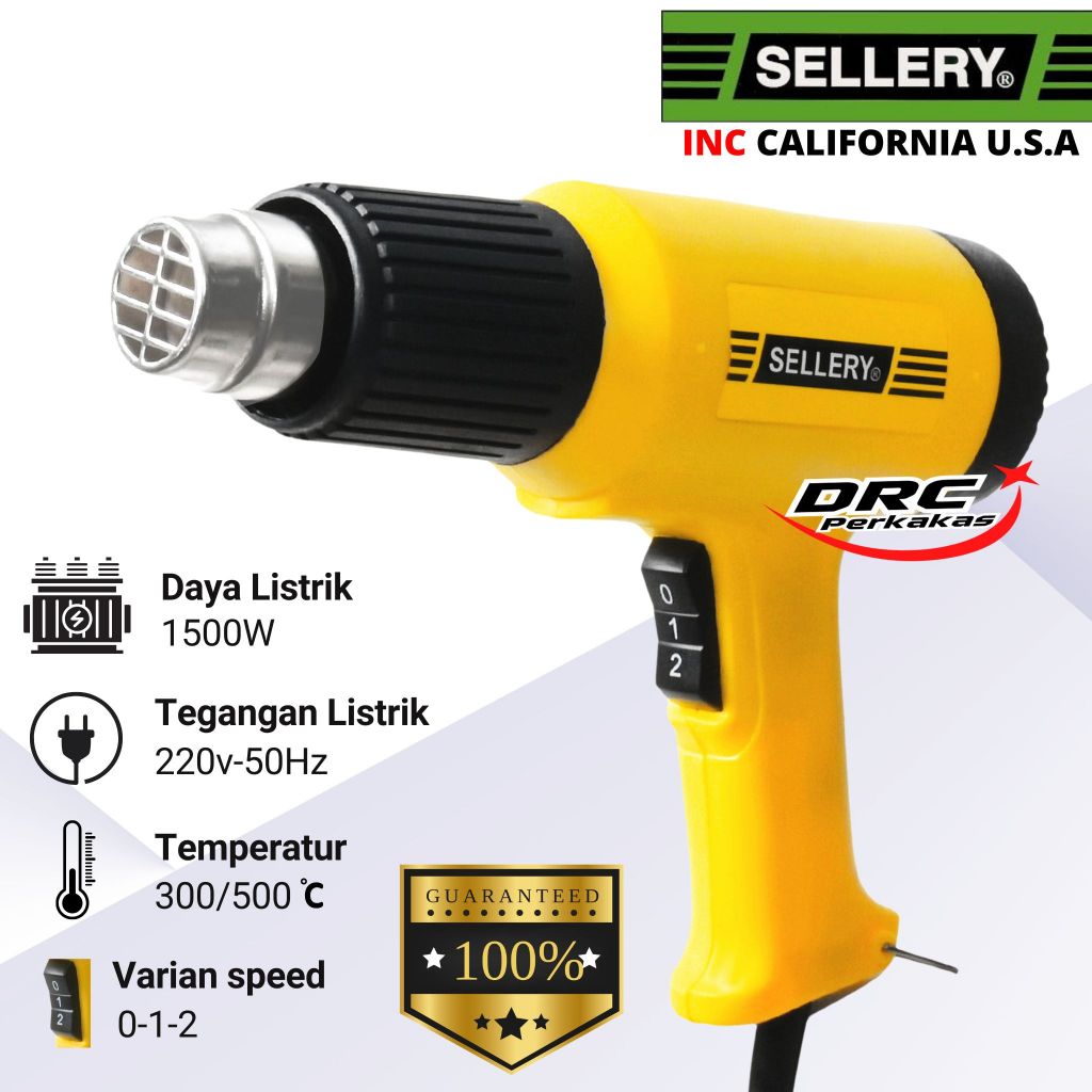 Jual Hot Air Gun Sellery 1500W Original | Pemanas Plastik Pengupas Cat Multifungsi | Heat Gun ...