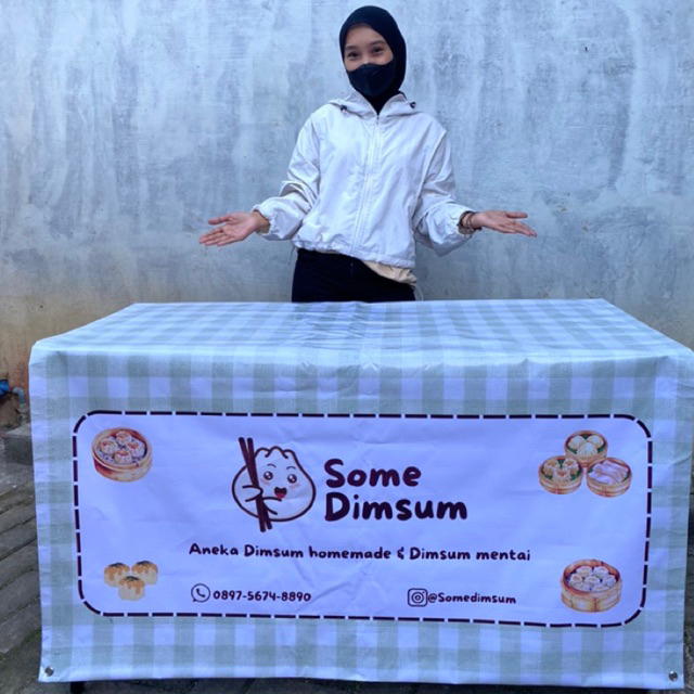 Jual banner taplak meja | taplak meja 2 in 1 | taplak meja sekaligus ...