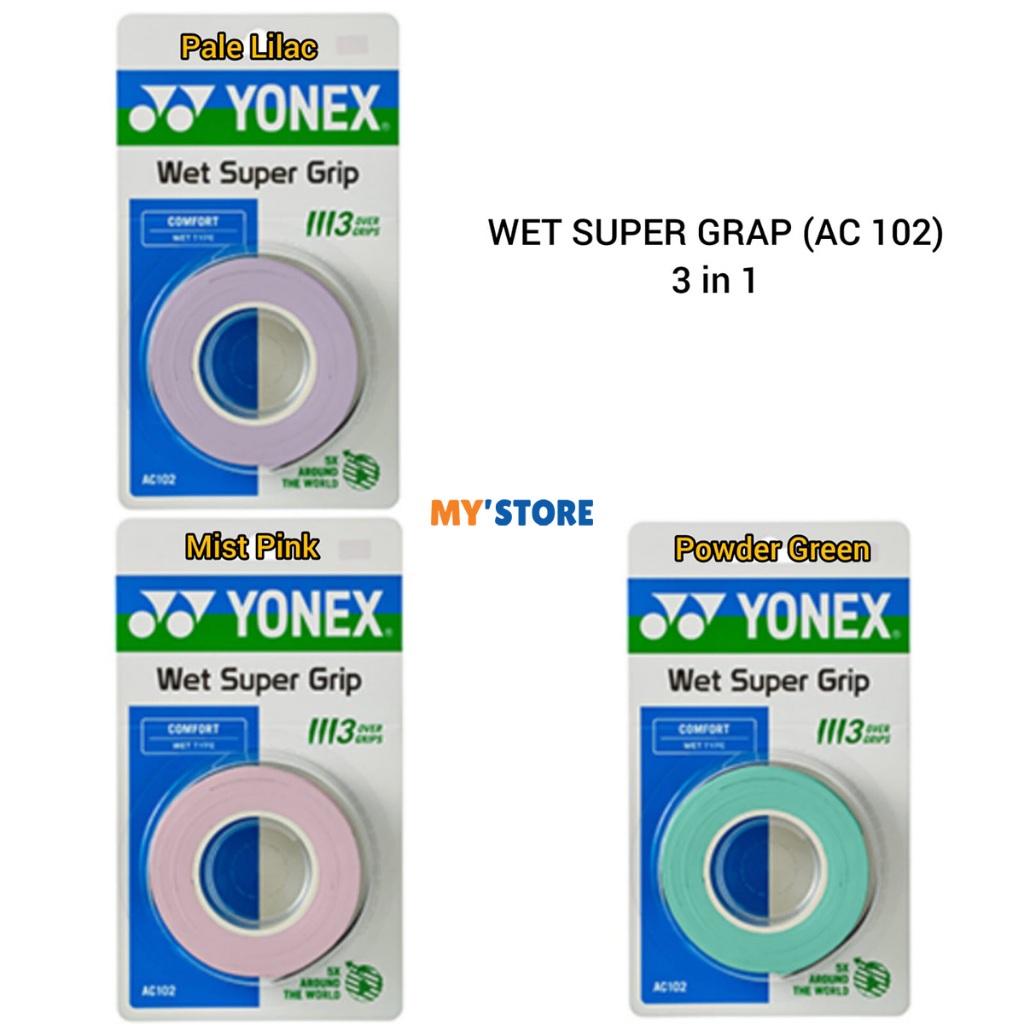 Jual Grip AC102C-3 AC102 3 in 1 Wet Super Grap Comfort Long Badminton ...