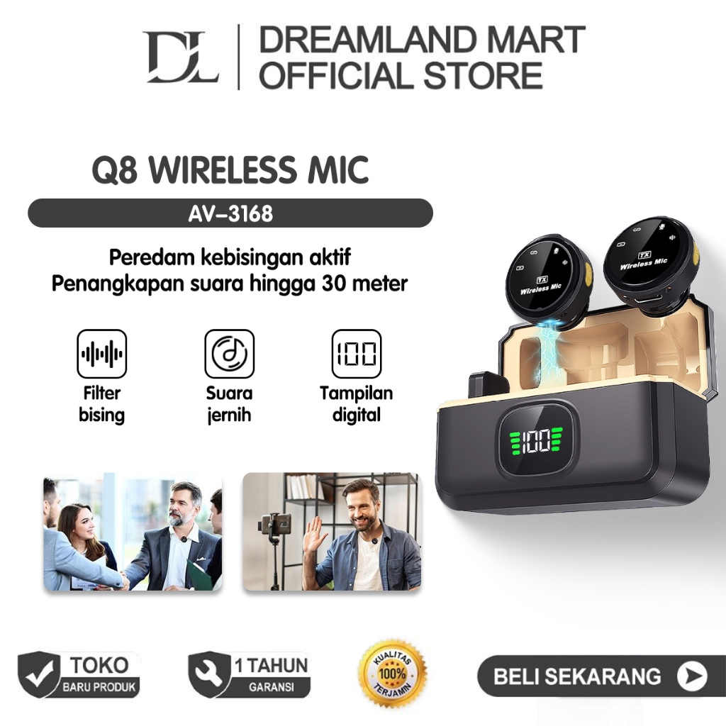 Jual DL Q8 Wireless Clip on Mic Microphone Dual Mikrofon Wireless ...