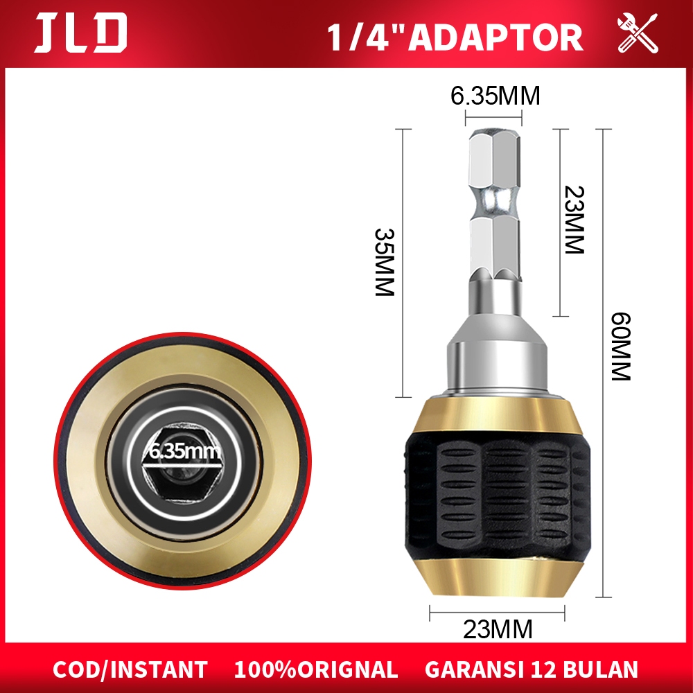 Jual JLD Adaptor Mata Bor 1/4" Quick Change Chuck Heksagonal 60mm ...