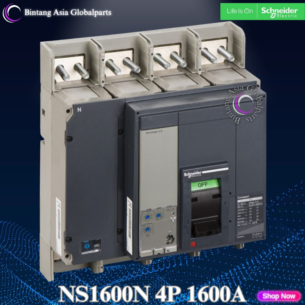 Jual MCCB 4p 1600a Schneider NS1600N Manual Original / MCCB 4 Phase ...