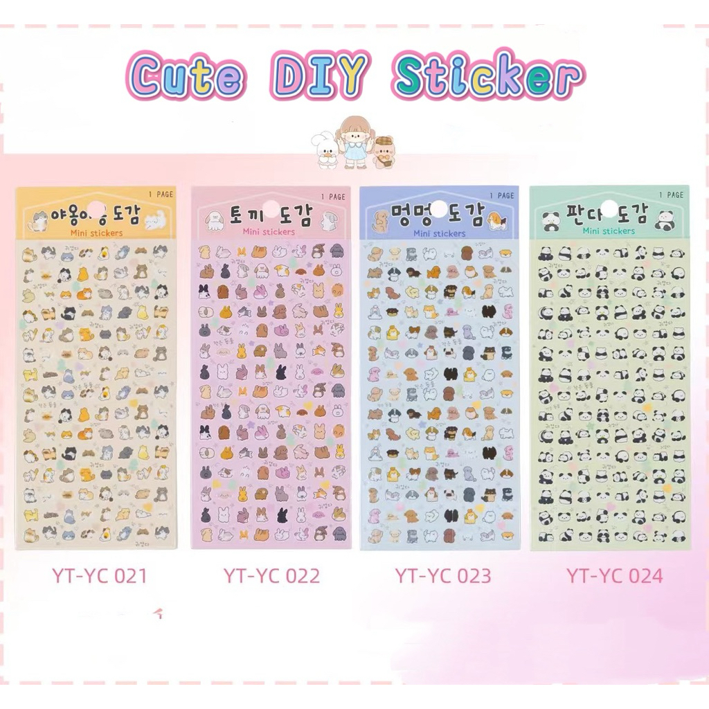 Jual cute Animal kawaii Mini Sticker Sheets Panda Cat Bunny Dog ...