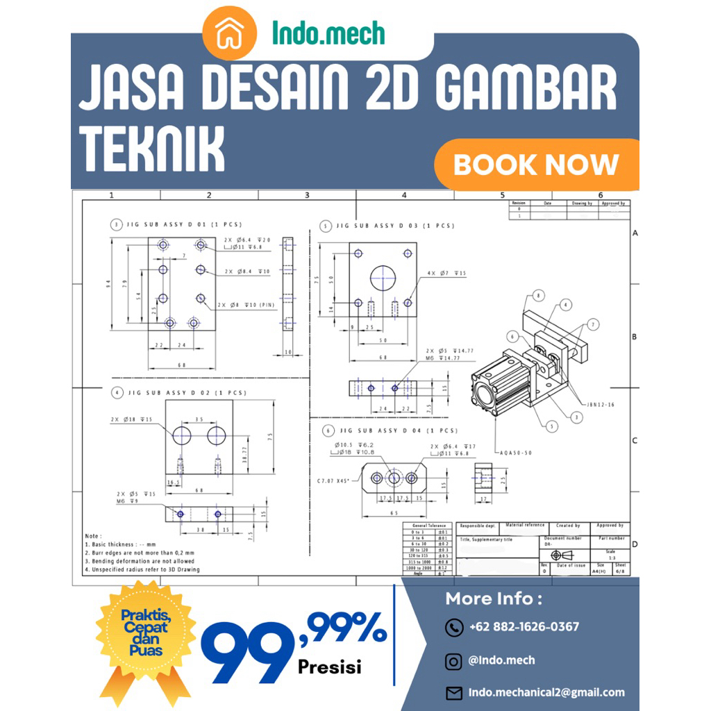 Jual Jasa Desain 2d Gambar Teknik Solid Desain Mesin Komponen Industri Part Tugas Kuliah