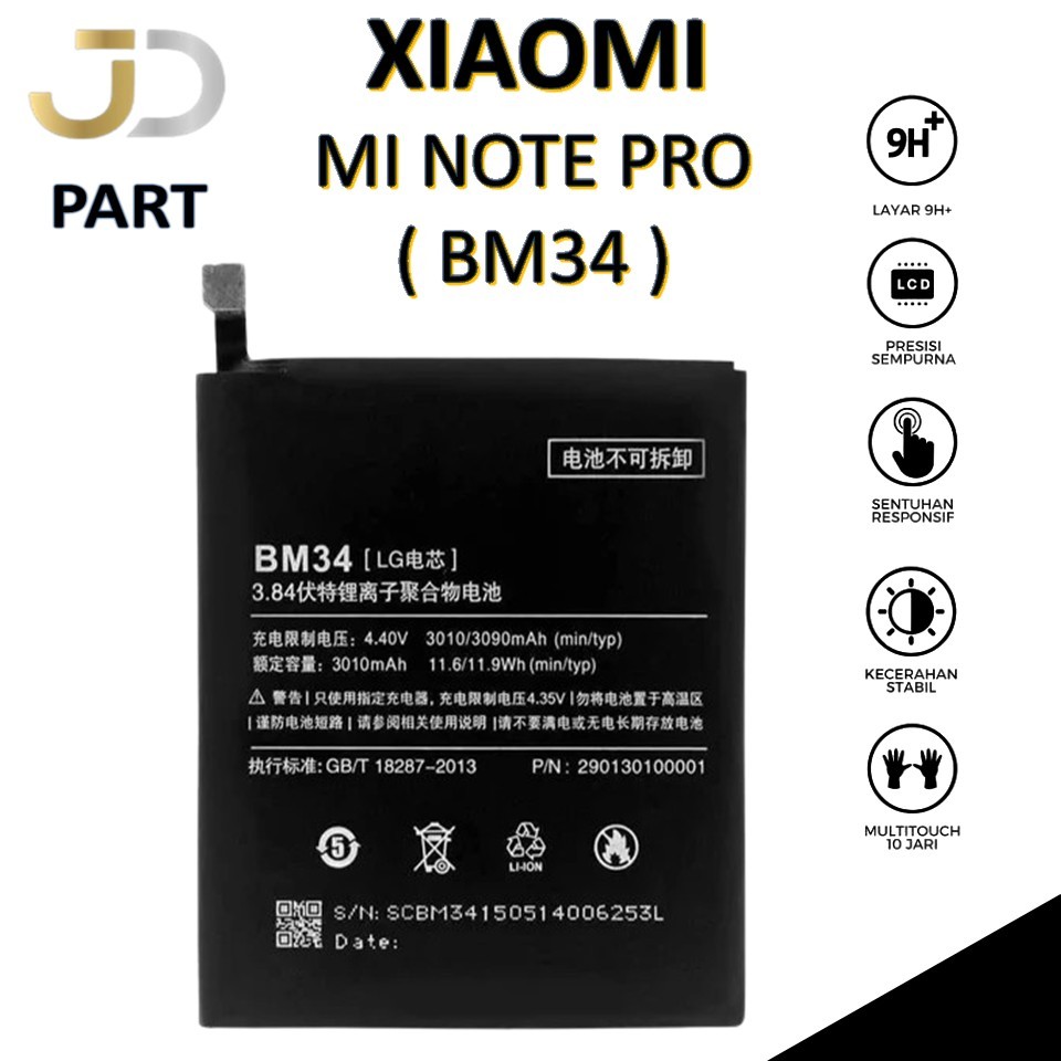 Jual BATERAI XIAOMI BM34 REDMI MI NOTE PRO Batre Batrai Baterai ORIGINAL 100% | Shopee Indonesia