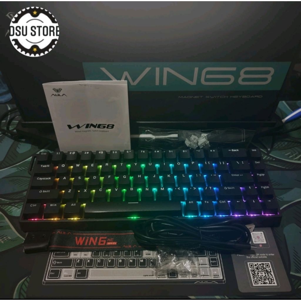 Jual AULA WIN68 HE Rapid Trigger Magnetic Switch Wired RGB Mechanical ...