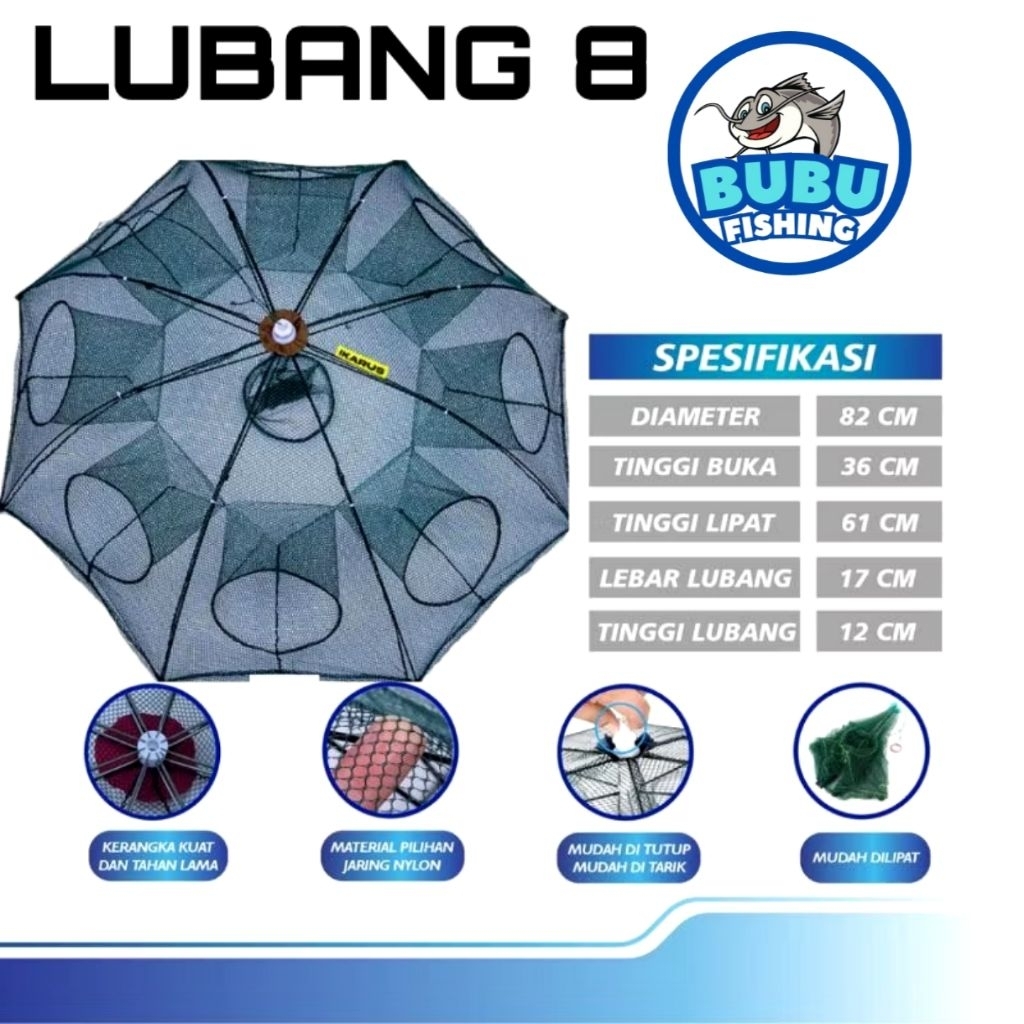 Jual bubu perangkap ikan dan udang lubang 8/bubu payung/bubu perangkap ...