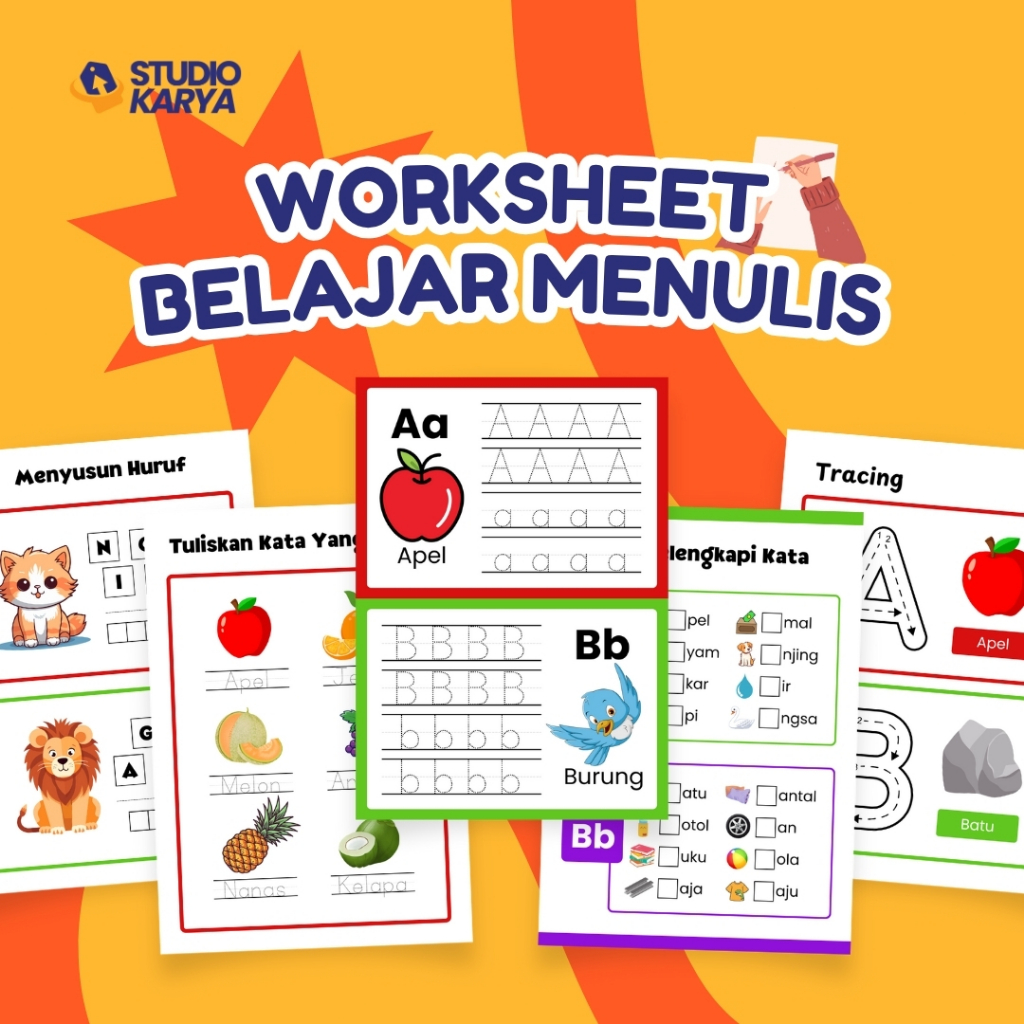 Jual LEMBAR WORKSHEET BELAJAR MENULIS UKURAN A4 KERTAS HVS TEBAL 100 ...