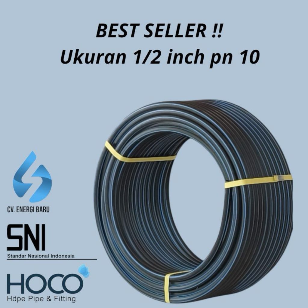 Jual selang pipa air HDPE/PDAM/PAM 1/2 inch pn 10 (100m/roll) | Shopee ...