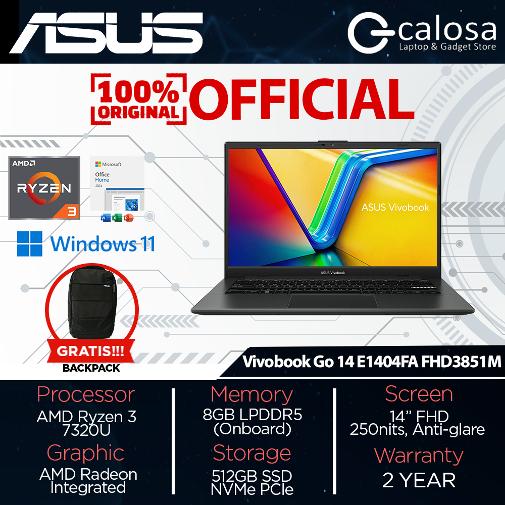 Jual Laptop Asus Vivobook Go 14 E1404FA AMD Ryzen 3-7320U RAM 8GB SSD ...